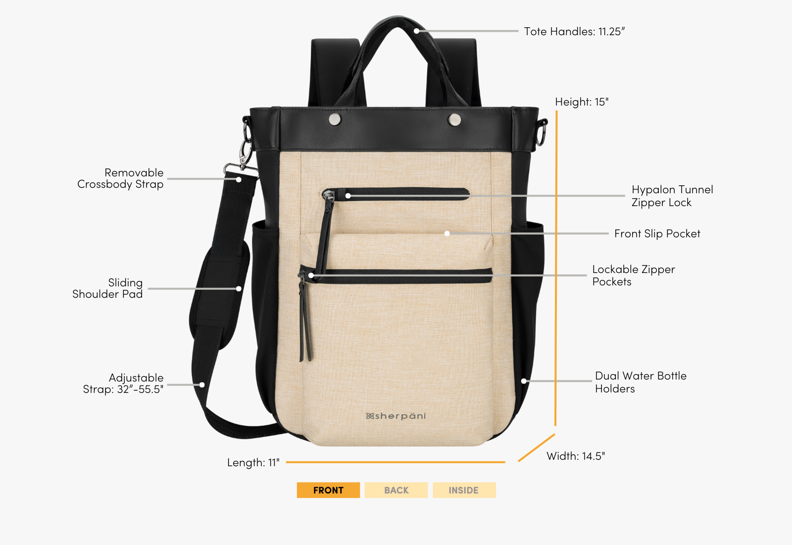 Soleil Anti Theft Convertible Tote Crossbody Backpack Sherpani Canada